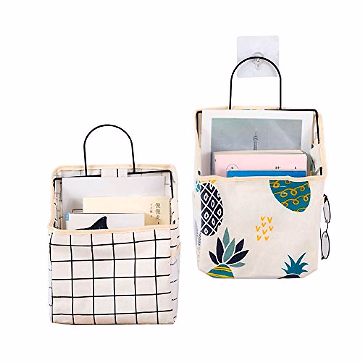 XIAOQI 2Pack-Wall Hanging Storage Bag, Waterproof Over The Door Closet Organizer Hanging Pocket Organizer, Linen Cotton Organizer Box Containers for Bedroom, Bathroom Dormitory