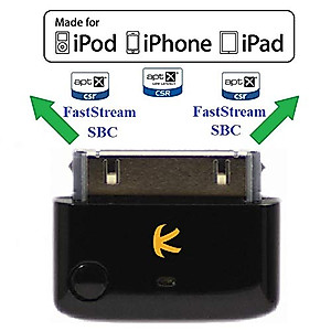 KOKKIA i10_Pro (Black) : Bluetooth Transmitter Splitter with aptX/Low-Latency aptX/FastStream/SBC codecs, Compatible with 30-pin iPod,iPhone,iPad. Compatible with AirPods. Compatible with Bose, etc.