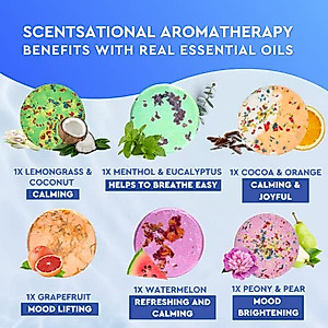 Cleverfy Shower Steamers Aromatherapy - Variety Pack of 6 Shower Bombs with Essential Oils. Self Care and Relaxation Birthday Gifts for Mom. Blue Set