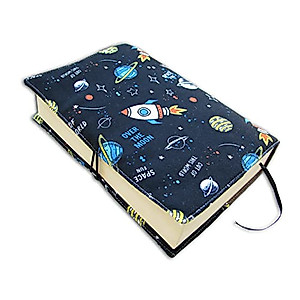 Book Sleeve Cover - Fabric Novel for Adult Books Cover for Paperback, Space Pattern Washable Book Protector - 5.5 x 8.2 x 1.6 Padded Case for Novel