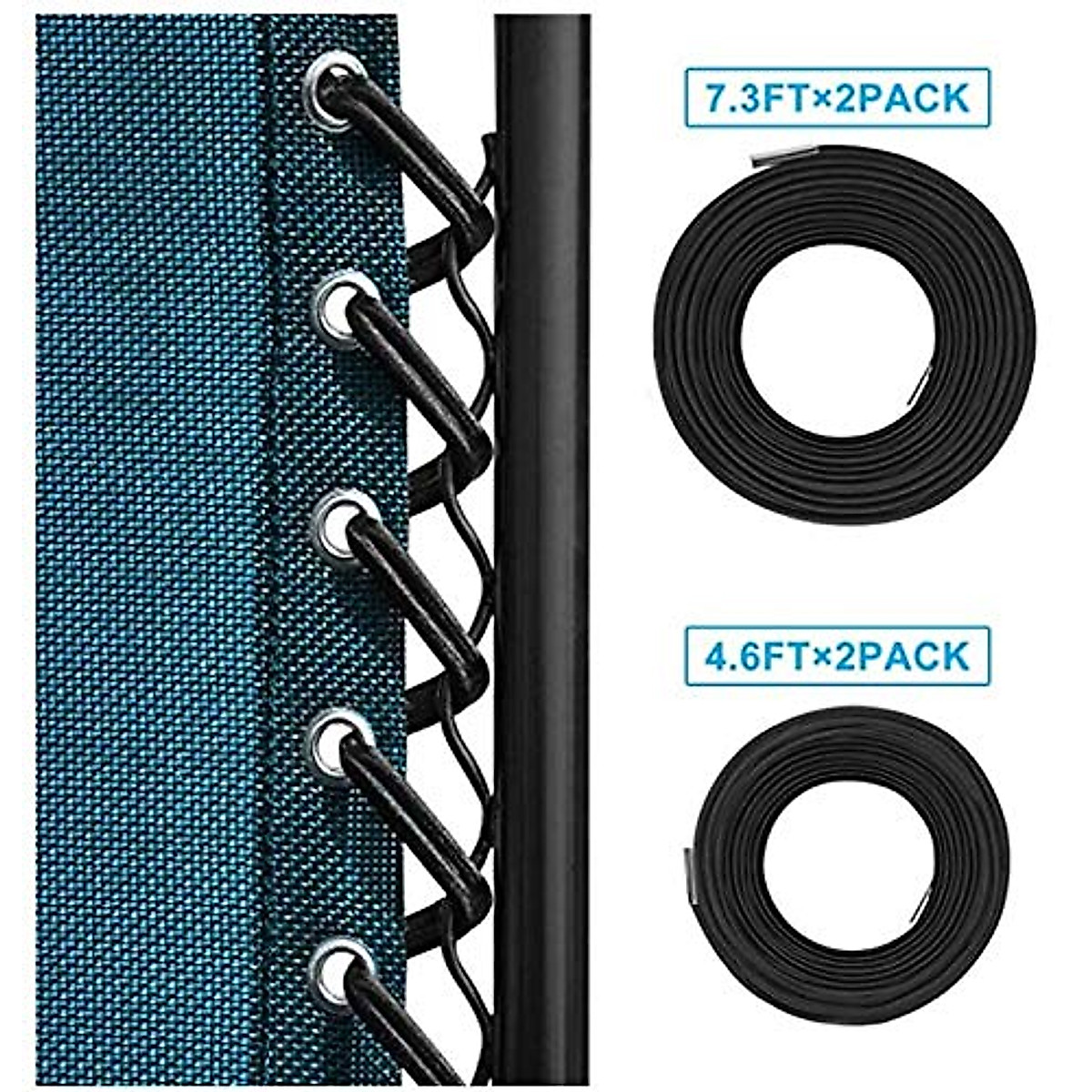 Four Seasons BeiJiaEr Zero Gravity Chair Heavy Duty Universal Replacement Cords (4.5 mm) Laces Bungee Elastic Patio Recliner Lounge Chair Repair Stretch Cords (4 Cords) (Black)