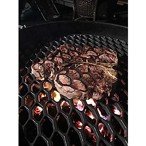 Aura outdoor products Cast Iron Grill Grate for 22 Inch Weber Kettle Grill - Works Great on The Weber Kettle, Weber Performer, Barrel Grills, Recteq Bullseye - Better Sear Marks