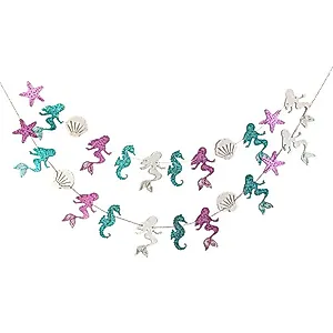 Mermaid Seashell Banner Garland Party Supplies for Kid Birthday Party Decoration