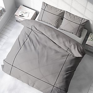 Kotton Culture 3 Piece Luxe Geo Geometric Duvet Cover Set with Zipper Closure & Corner Ties 100% Egyptian Cotton Plush Modern 600 Thread Count (Silver, King)