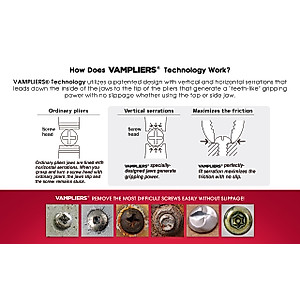 VAMPLIERS 4-Piece Stripped Screw Extractor Pliers Set. Made in Japan: 8" Linesman, 7.5" Long Nose, 6.25" Multipurpose & 5" ESD Safe Pliers. Remove any Stripped/Damaged/Rusted Screws.