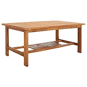 SAFAVIEH Outdoor Collection Burbank Teak and Navy 4 Pc Outdoor Set