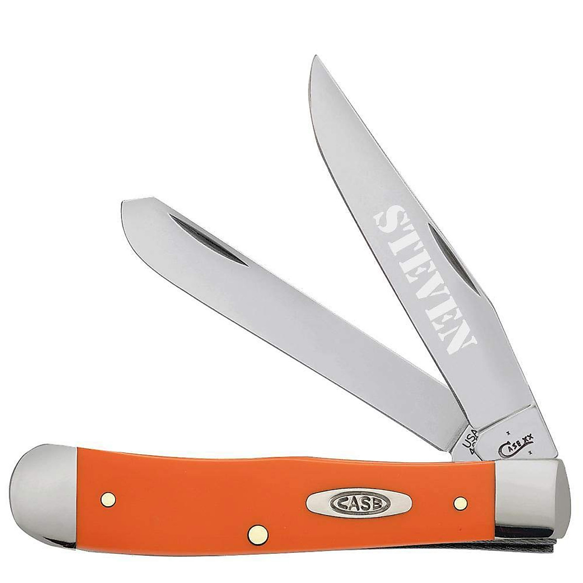 Personalized Case Orange Synthetic Smooth Trapper with Free Laser Engraving