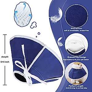 Cat Cone Collar, Soft Nonwoven Fabric Elizabethan Collar, Adjustable Recovery Pet Cone E-Collar for Cats Kitten Puppy, Surgery to Stop Licking and Head Scratching-Prevent Recurrent Infections. (Small)