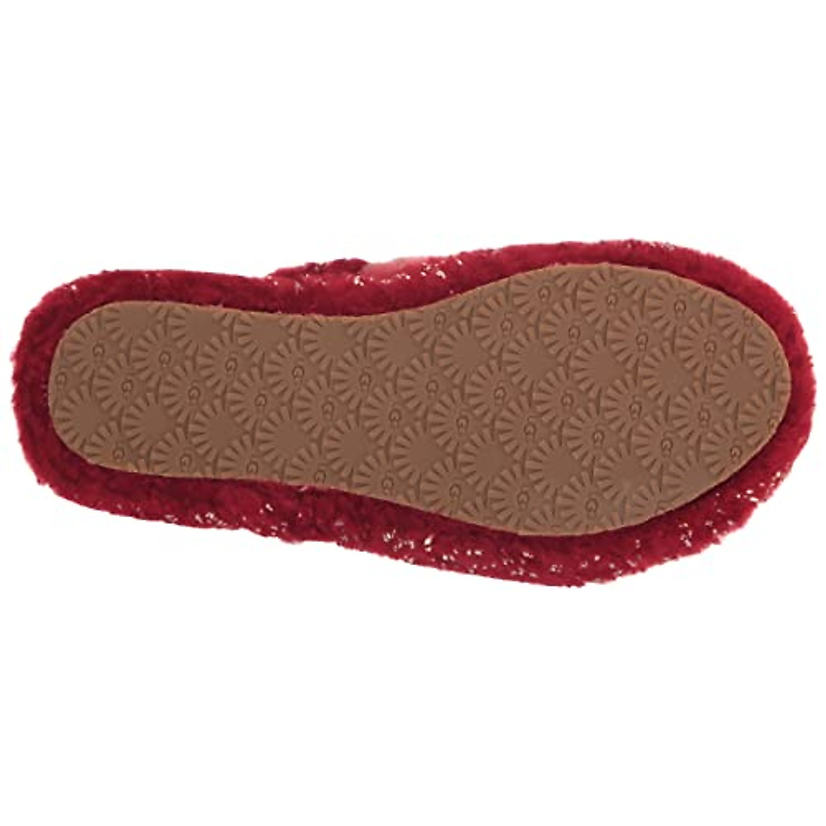 UGG Girls K Fluff Yeah Metallic Sparkle Slipper, Red Multi, 6 Big Kid