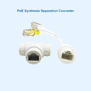 Cqenpr PoE Combiner/Mux, PoE Synthesis Separation,Support IEEE802.3af/at Protocol, Max Transmission 130M, Electronic Isolation.