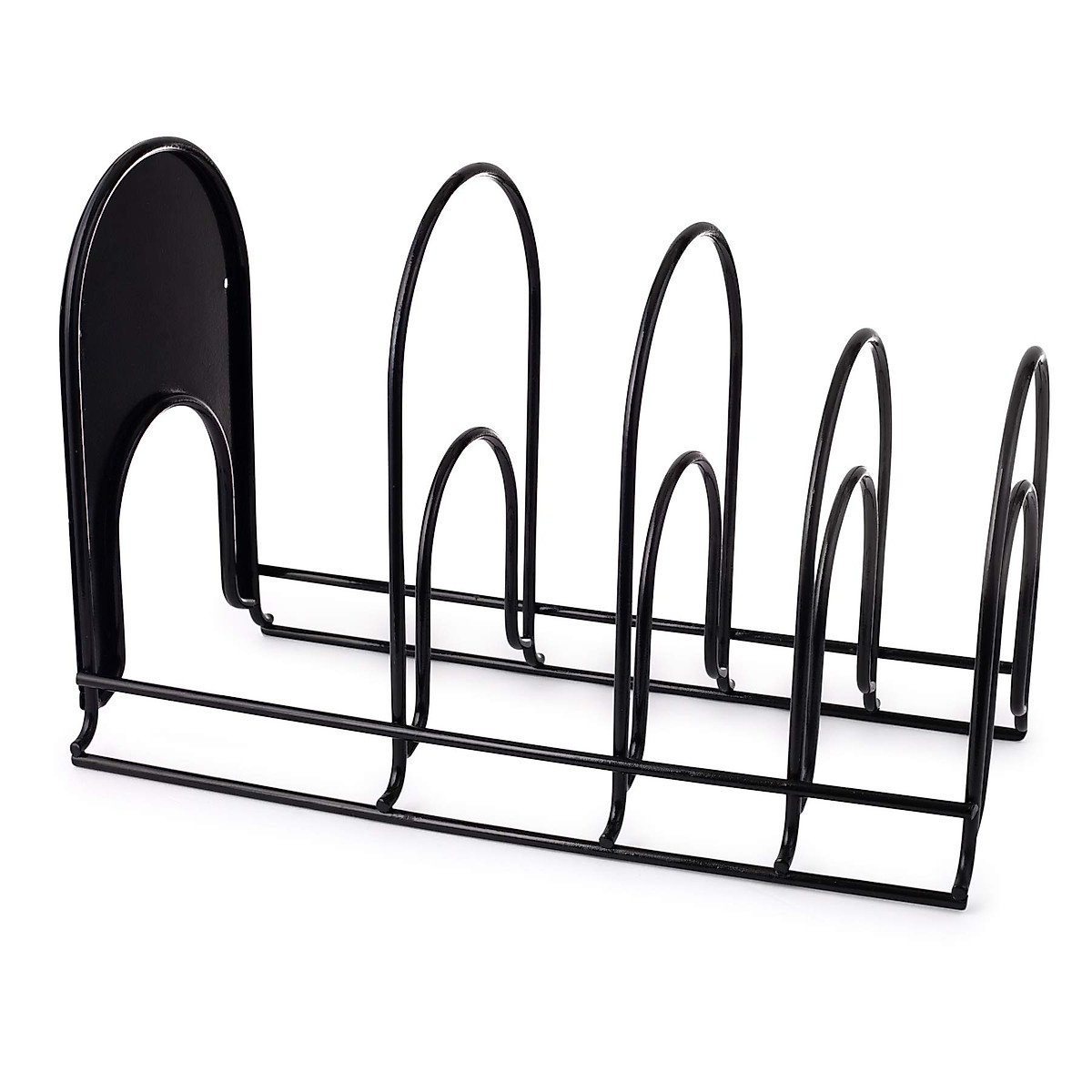 Heavy Duty Pan Organizer, Extra Large 5 Tier Rack - Holds Cast Iron Skillets, Dutch Oven, Griddles - Durable Steel Construction - Space Saving Kitchen Storage - No Assembly Required - Black 15.4-inch