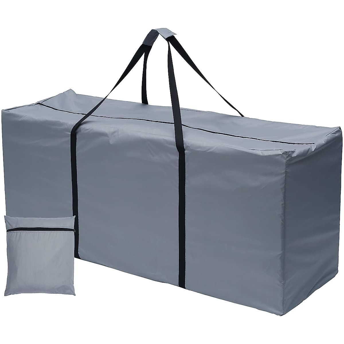 Patio Cushion Storage Bag Waterproof, Outdoor Garden Furniture Cushion Trunk Storage Bag Zipped Case Waterproof 210D Heavy Duty Rip Proof Oxford Fabric Christmas Tree Storage Bag (Grey 173*76*51cm)