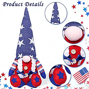 ZTML MS 4th of July Decorations Gnomes - 2pcs Mr & Mrs. Patriotic Gnomes - Handmade Swedish Tomte for Fourth of July Memorial Day Decorations Veterans Day Armed Forces Day