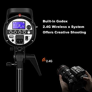 Godox SK400II 400Ws GN65 5600K Studio Strobe Flash Monolight Light for Studio Shooting,with Built-in Godox 2.4G Wireless X System,150W Modeling Lamp(Bowens Mount)