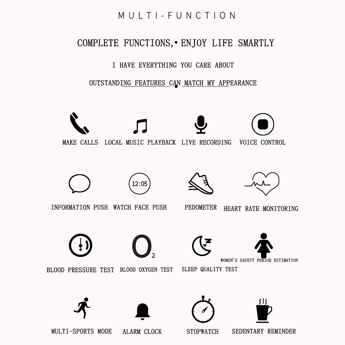 FastUU Z73 Women Smart Watch, 1.09 Inch Ladies Smartwatch Health Monitoring 200mAh Zinc Alloy Dual for Daily Wear