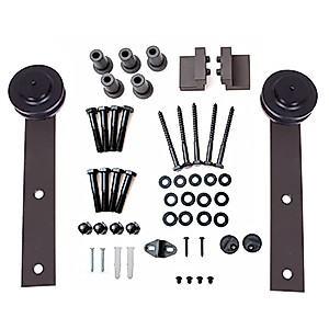 Calhome 36 in. x 80 in. Modern Classic Paneled White Primed Composite MDF Interior Sliding Barn Door with Hardware Kit