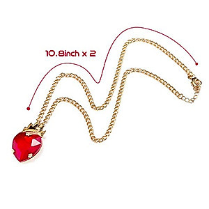Necklace for Evie Costume Jewelry for Girls Halloween Dress Up Necklace For Evie Fans with Red Heart Glass Pendant