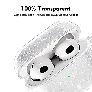 KOREDA Compatible with AirPods 3 2021 3rd Generation Case Cover, Soft Clear TPU Transparent Protective Shockproof Case Designed with Keychain for AirPod 3 Charging Case (Glitter Clear)