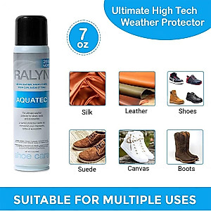 Ralyn Aquatec Shoe Protector Spray | Sneaker Protector Spray Waterproof & Stain Protector for Shoes, Leather, Oiled Leather, Suede, Nubuck, Fabric & Microfibers Shoes - 7oz