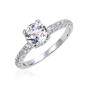 1.30 Carat Round Cushion Cut White Topaz Solitaire Engagement Ring in sterling silver - Mothers Day Jewelry Ring for mom (Size 5 6 7 8)