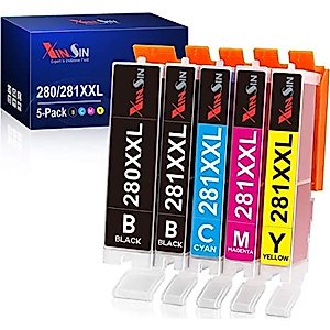 xinsin Compatible Ink Cartridges Replacement for Canon 281 280 PGI-280XXL CLI-281XXL, to use with Canon Pixma TS6320 TS8320 TS6120 TS6220 TS8120 TS8220 TS9120 TS9520 TR7520 TR8520 TS9521C, 5 Colors