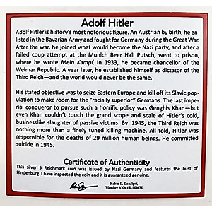 1936 DE - 1939 Nazi German Five Reichsmark WWII $5 Reichsmark Choice Very Fine Details