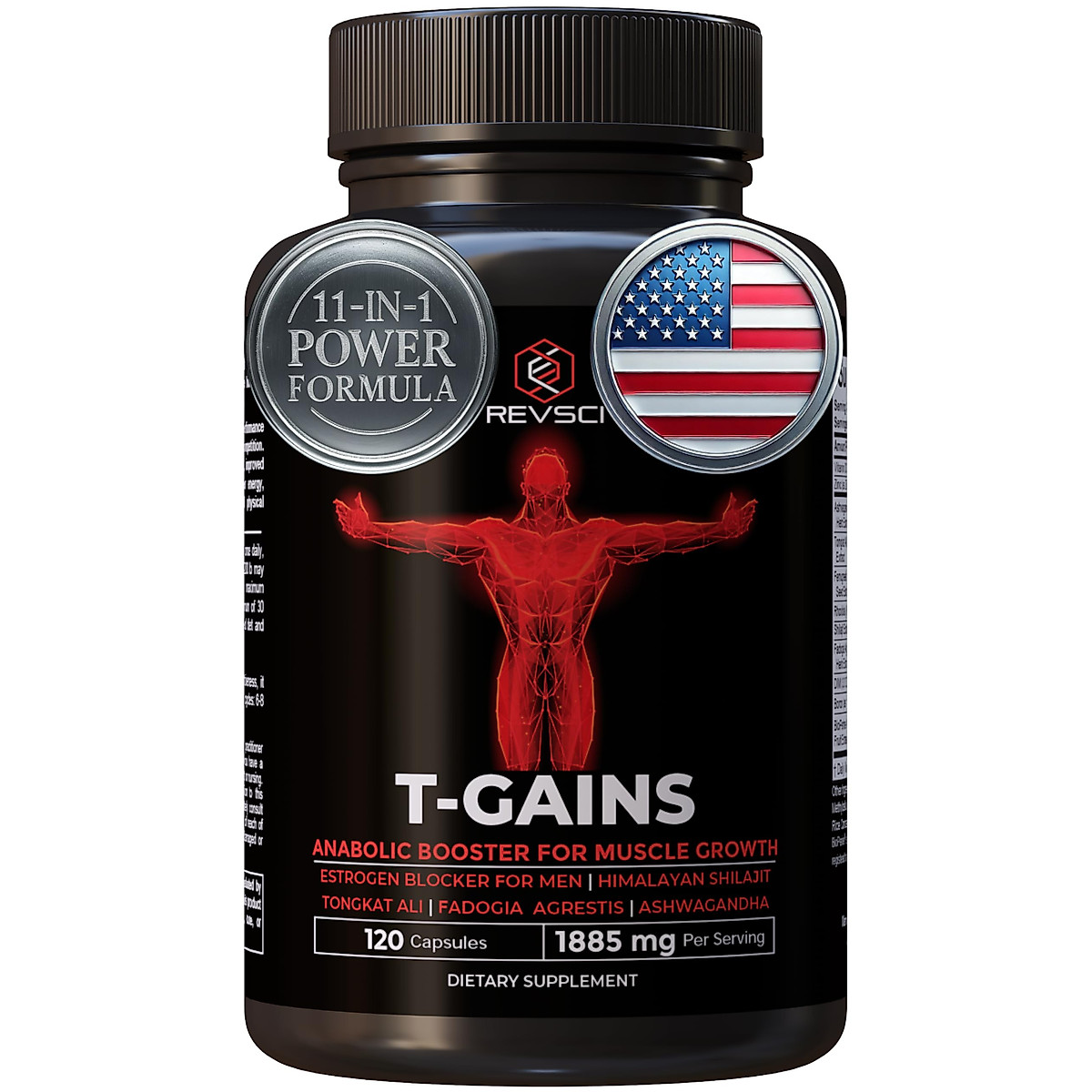 Anabolic Booster & Muscle Builder for Men, Total GAINS Muscle Growth & Estrogen Blocker for Men, Ashwagandha Shilajit for Men, Fadogia Agrestis Tongkat Ali for Men, HGH Supplements for Men, 120 Count