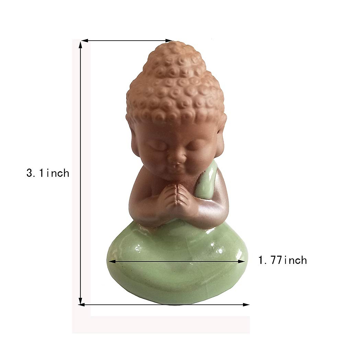 FengshuiGe Mini Tathagata Tea Pet Ceramic Buddhist Monk Meditation Decor Zen Garden Buddha Statues for Home Decor (Style1)