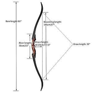 TOPARCHERY Archery 60" Takedown Hunting Recurve Bow for Adults Practice Competition Longbow with Stringer Tool Right Hand Black (40.00)