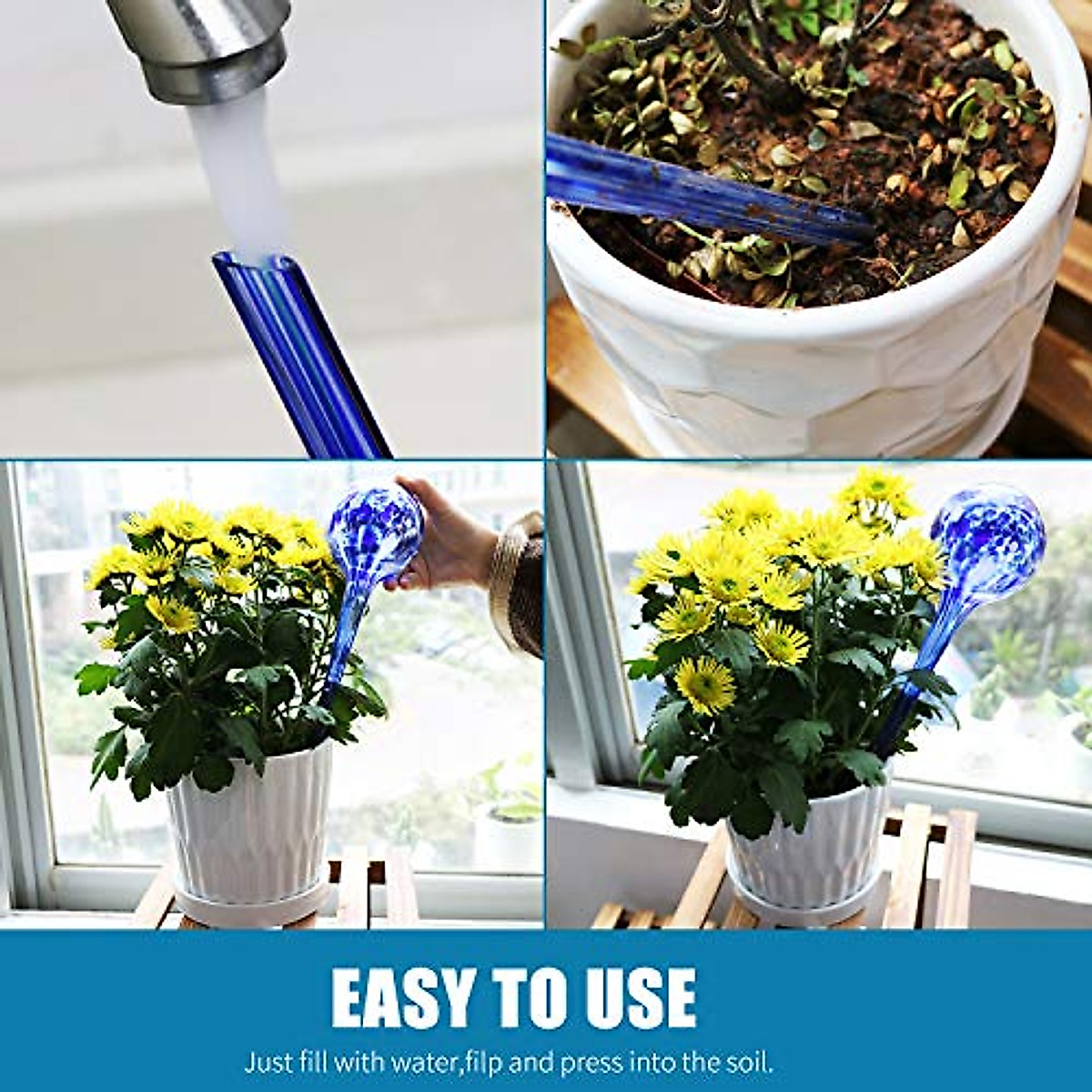 Brajttt Plant Watering Globes, 2 Pieces Automatic Watering Bulbs, Cute Glass Watering Globes with 2 Tags