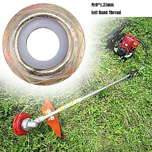 HCJspring 2Pcs Blade Nut Universal M10x1.25 Left Hand Thread Blade Nut String Trimmer Replacements for Brush Cutter Gear Head Blade Case Accessories
