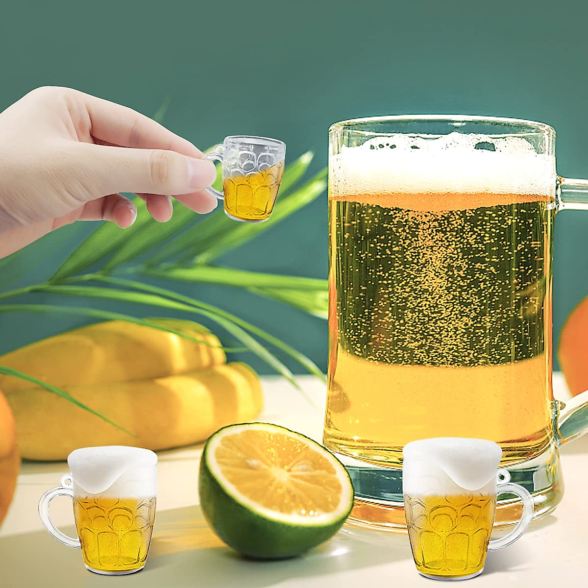 DOERDO 25Pieces Mini Beer Glasses Clear Plastic Mug Shot Small Juice Cups Tasting Glasses for Beer Festival Outdoor BBQ, Outdoor Picnics, or Oktoberfest, 0.2oz