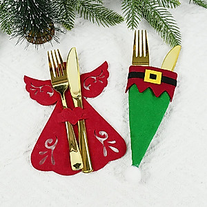 Christmas Silverware Sleeves Bag Holder Pockets Cutlery Pouch Wraps Bag Spoon Tableware Flatware Dinnerware Bag 11 Pcs