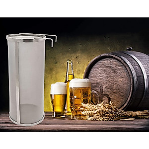 Hop Hopper Spider Strainer Basket Filter for Homebrew Hops Beer & Tea Brewing Bucket Fermenter Kettle, 304 Stainless Steel 300 Micron Mesh - 6" x 14"