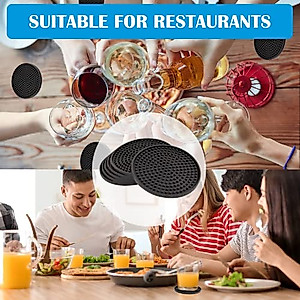 Coasters for Drinks, Silicone Coasters 6 Set Non-Slip Cup Coasters, Heat Resistant Cup Mate Fits Any Size of Drinking Glasses, Soft Coaster for Tabletope Protection, Furniture from Damage (Black)