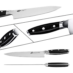 TUO Chef Knife -Professional Kitchen Chefs Knife Cooking Knife Gyuto Knives 8 Inch,Razor Sharp German HC Steel Japanese Chef Knife with Ergonomic Pakkawood Handle - BLACK HAWK SERIES in Gift Box