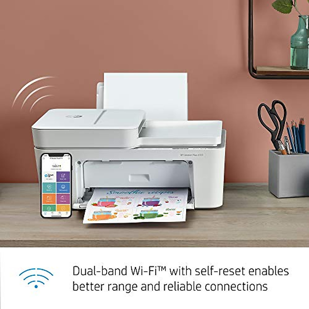 HP DeskJet Plus 4155 Wireless All-in-One Printer, Mobile Print, Scan & Copy, HP Instant Ink Ready, Auto Document Feeder, Works with Alexa (3XV13A)