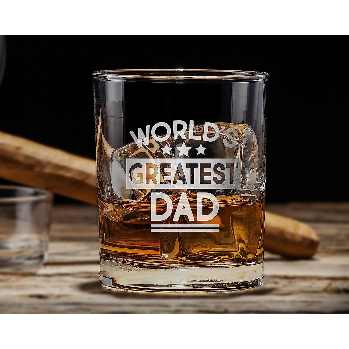 WORLD'S GREATEST DAD Custom Personalized Whiskey Glass - Laser Engraved Etched Funny Gift for Dad Uncle Grandpa