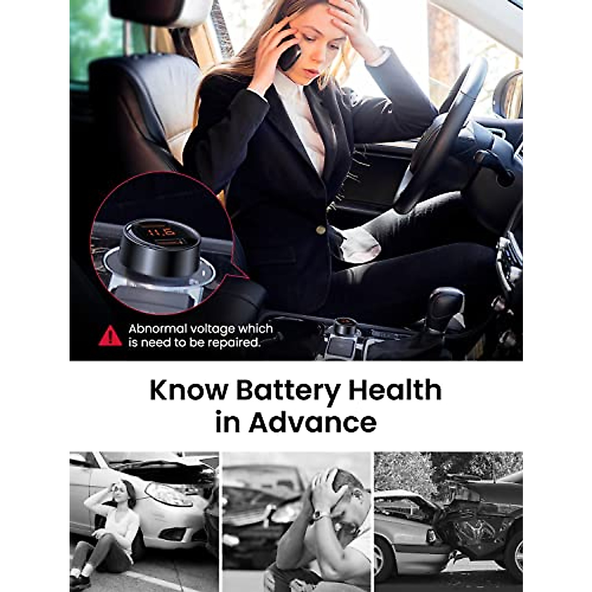 AINOPE Car Charger Adapter, Dual QC3.0 Port 6A/36W Fast USB Car Charger All Metal Cigarette Lighter USB Charger Voltage Display Compatible with 11/11 pro/XR/X/XS/8, Galaxy Note 8/S9/S10+/S8-Black