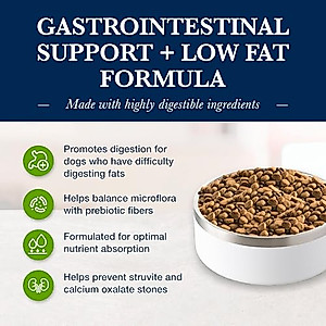 Blue Buffalo Natural Veterinary Diet GI Gastrointestinal Support Low Fat Dry Dog Food, Veterinarian Prescription Required, Whitefish, 6-lb. Bag