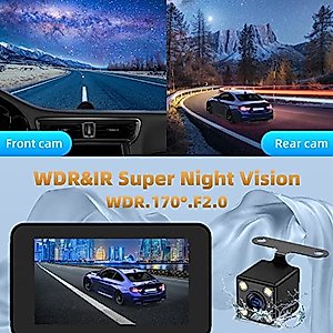 Ajvvf Dash Cam Front and Rear, 1080P Dashcam for Cars,170°Wide Angle Dashboard Cameras， Super Night Vision, G-Sensor, Loop Recording, Motion Detection, 24 Hours Parking Monitor with 32GB Card…