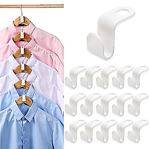 GJX 100Pcs Clothes Hanger Connector Hooks Cascading Hanger Plastic Hooks Extender Clips for Closet Hangers Space Saving and Organizer Clothes Closets (100 White)
