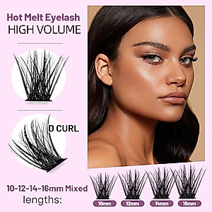 Dedila 96pcs Mixed 8-10-12-14mm/10-12-14-16mm Thick Base Dramatic Black Soft Cluster Individual False eyelashes Wide Stem 5D Volume Eye Lashes Extensions (10-12-14-16mm)