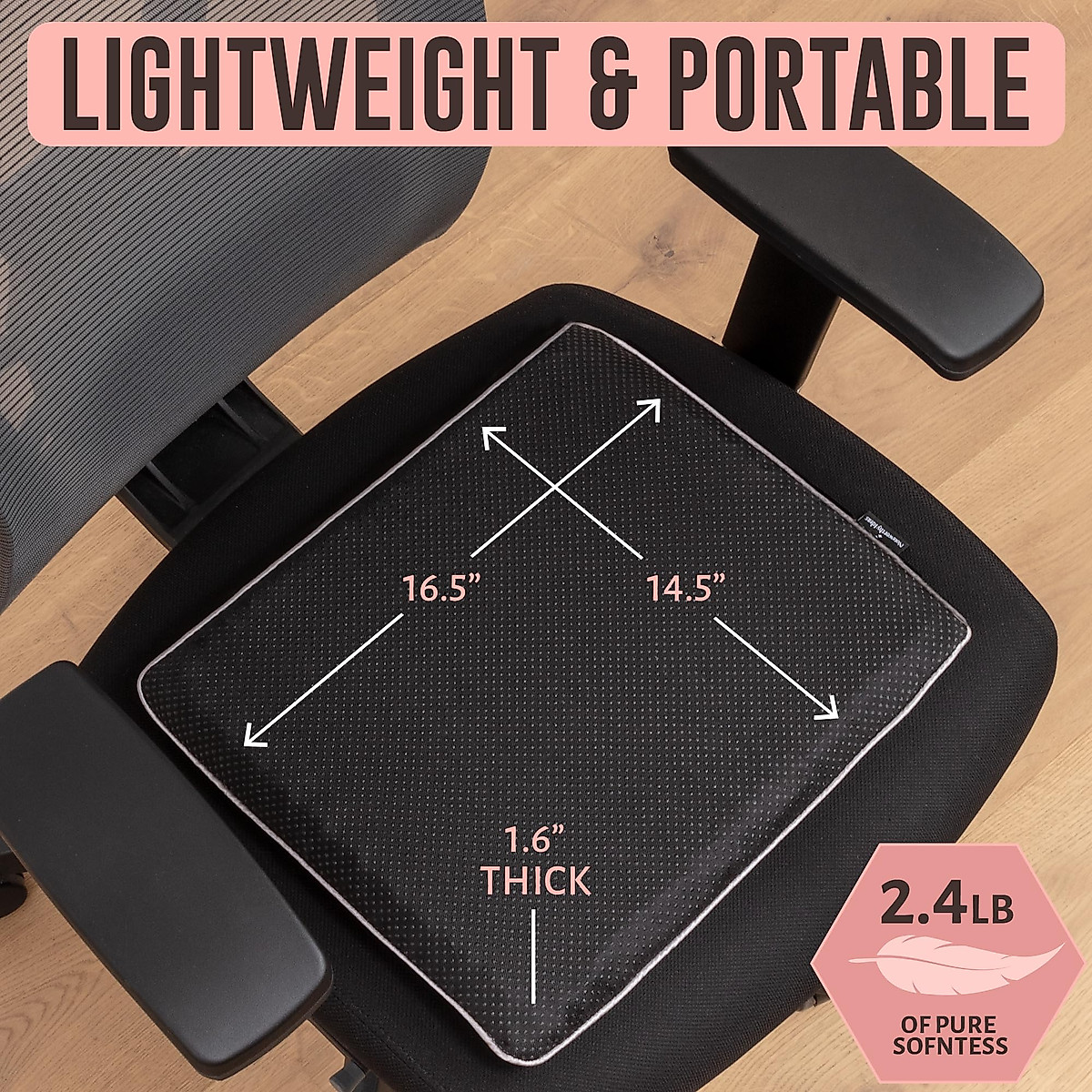 Gel Seat Cushion for Long Sitting - Honeycomb Cooling Pad with 1.2" Inches of Gel Padding & Padded Cover for Driving, Office Chair, Car or Wheelchair - Sciatica, Tailbone and Pressure Relief Pillow