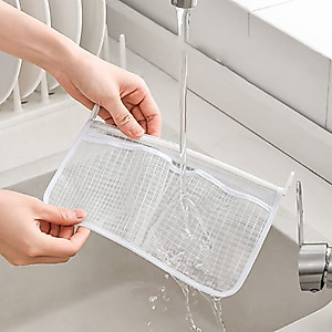 Mobestech 3pcs Hanging Storage Mesh Bag Kitchen Storage Bag Mesh Kitchen Organizer Mesh Bag Door Hanging Organizer Fridge Hanging Mesh Bag Room Organization Pp White Storage Net Two Grids