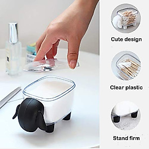Agirlvct 2 Pack Qtip Holder Dispenser,Acrylic Cotton Ball Holder,Containers Storage Organizer,Bathroom Vanity Storage Canister for Swab Floss Bedroom Birthday Mother's Day Gift Girl Friend(Sheep)