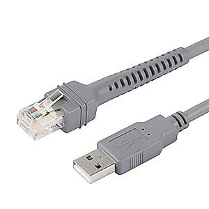 SinLoon Symbol Ls2208 USB Cable USB A to RJ45 Coiled Spiral Extension Cable Barcode Scanner Ls1203 Ls4208 Ls4278 Ds6707 Ds6708 USB Cable (10ft,3M)