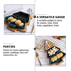 Homoyoyo Christmas Tree Porcelain Candy Serving Tray Household Fruit Plate Christmas Tree Shaped Plate Serving Dish Plate