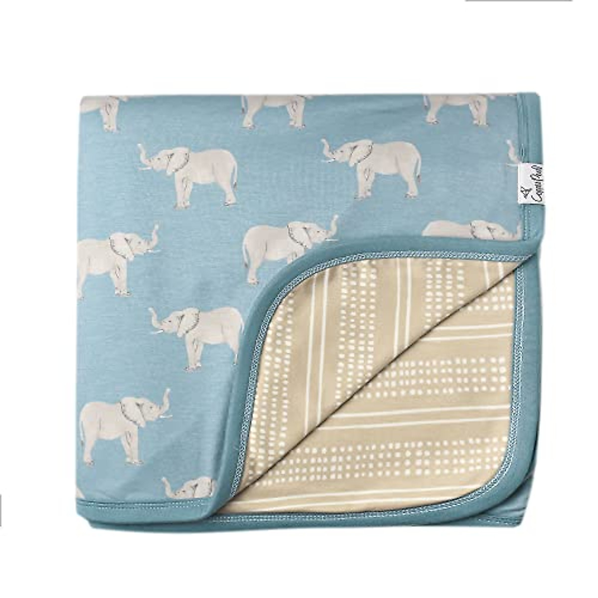 Large Premium Knit Baby 3 Layer Stretchy Quilt Blanket Peanut by Copper Pearl