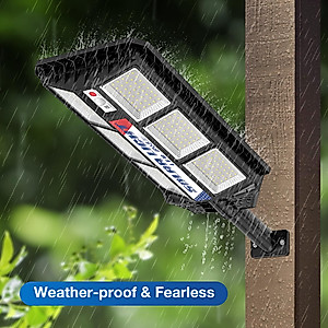 1500W Solar Street Lights Outdoor - Wide Angle Solar Parking Lot Lights Dusk to Dawn LED 6500K Solar Lights Outdoor Motion Sensor Remote Control Waterproof Super Bright Security Street Light for Yard